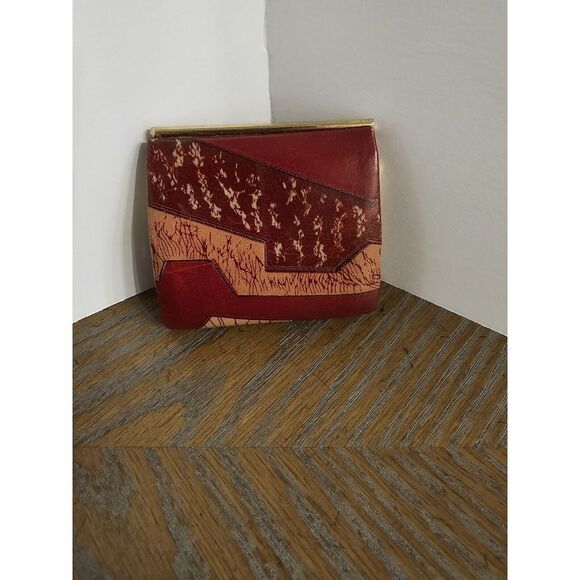 Bags | Unique Vintage Leather Coin Purse Squeeze Openclose Patchwork ...